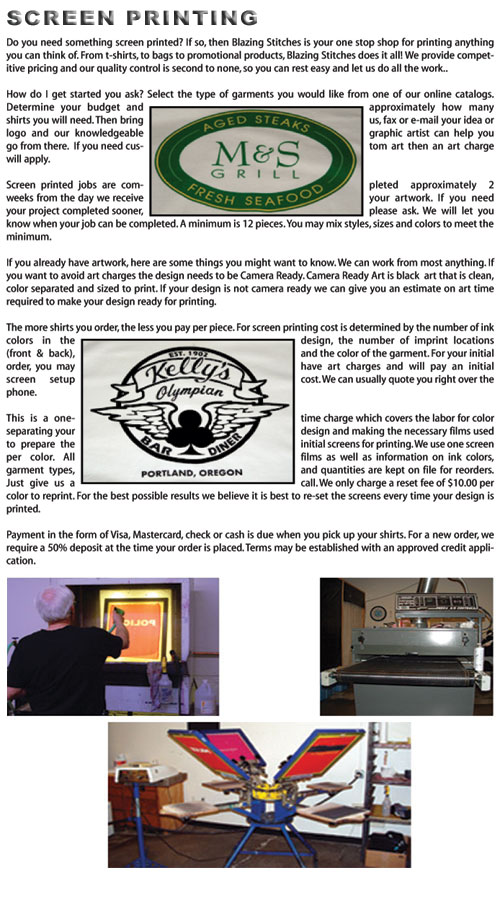 Blazing Stitches-Screen Printing